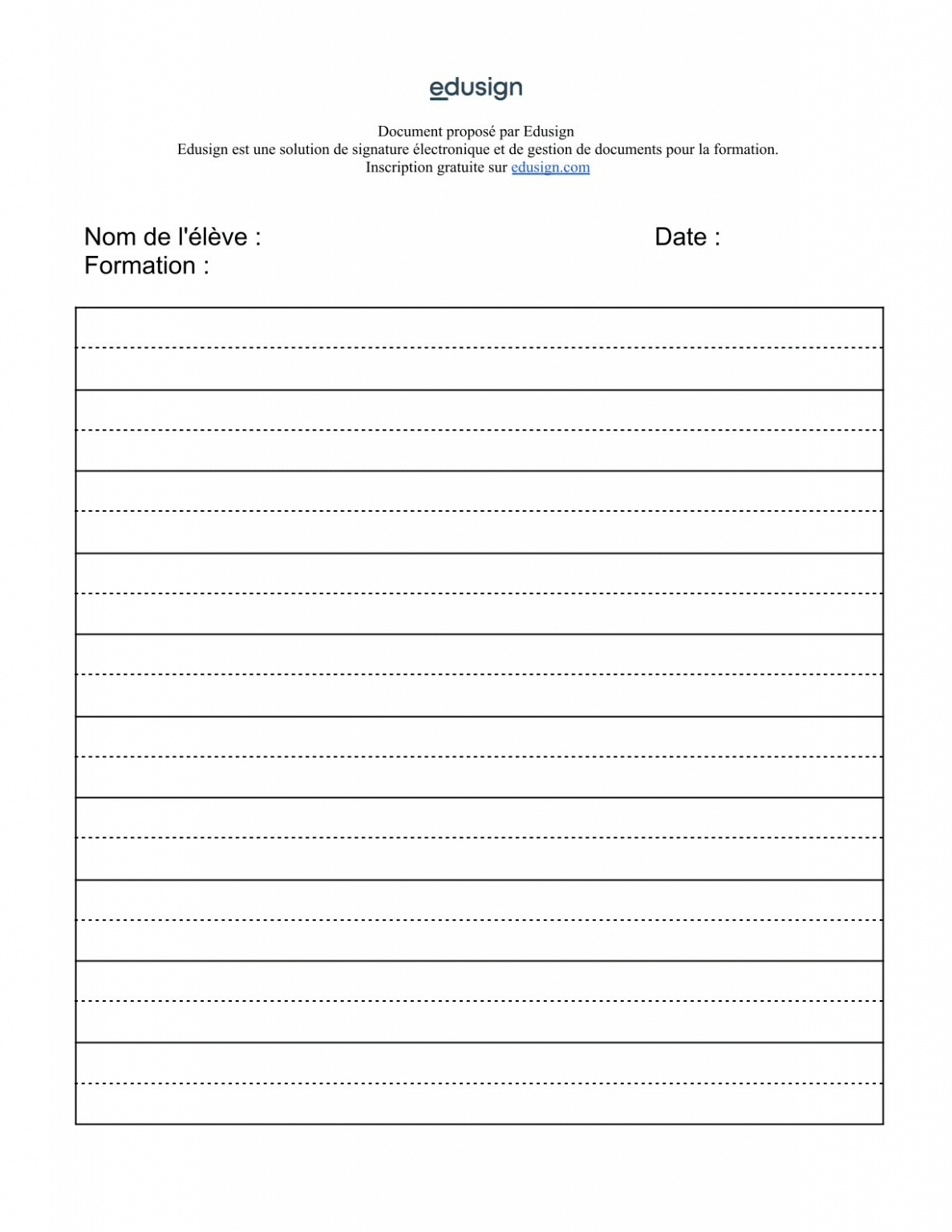 Fiche de notes : Modèle gratuit en format Word, PDF | Edusign