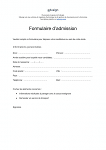 Formulaire d'admission : Modèle gratuit en format Word, PDF | Edusign