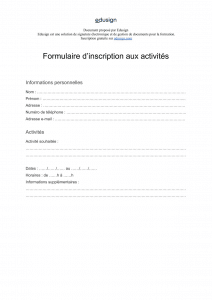 Formulaire d'inscription activité : Modèle gratuit en format Word, PDF | Edusign