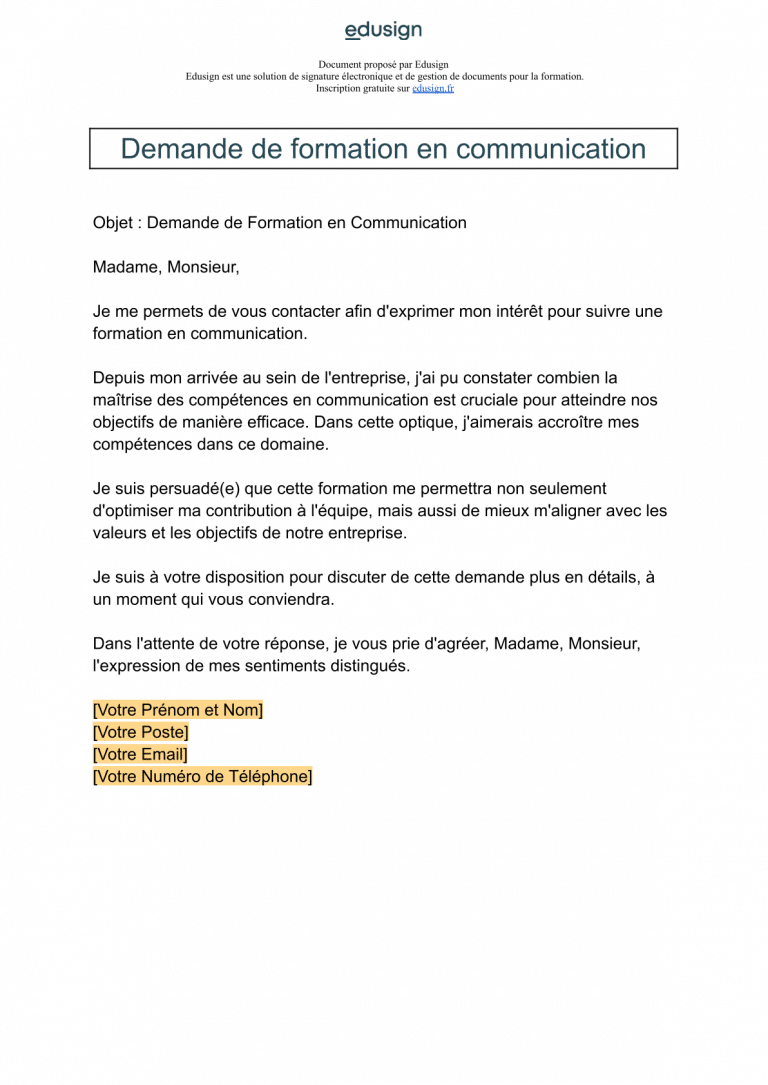 Demande de report : Modèle de mail ou de lettre gratuit | Edusign