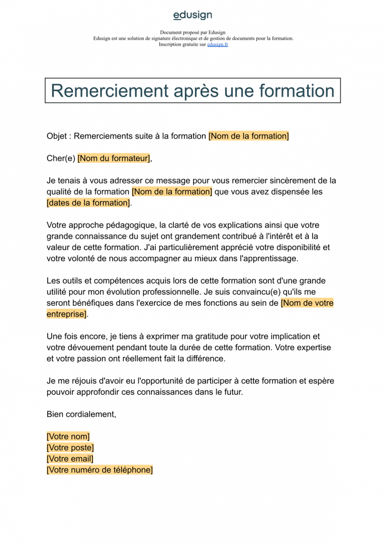 Demande de stage : Modèle de mail gratuit | Edusign