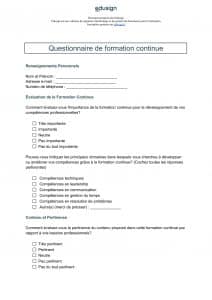 Modèle de questionnaire : Formation continue | Edusign