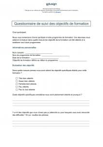 Modèle de questionnaire : Suivi des objectifs de formation | Edusign