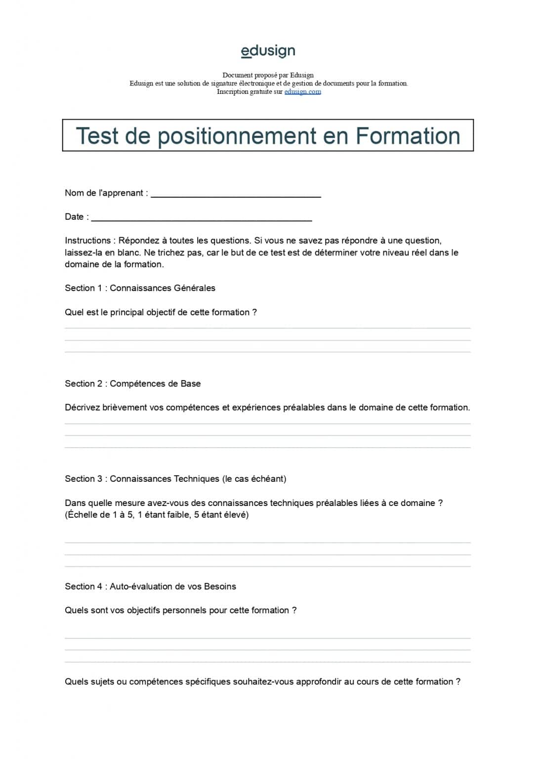 Modèles de questionnaire de la formation - Librairie