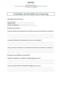 Modèle de questionnaire : Evaluation de formation e-learning | Edusign